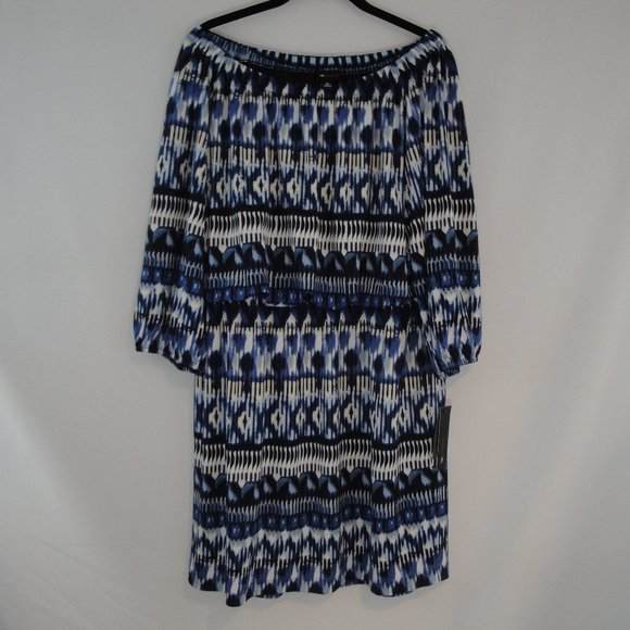 AB Studio | Dresses | Ab Studio Dress Blue Multi Xl Off Shoulder | Poshmark